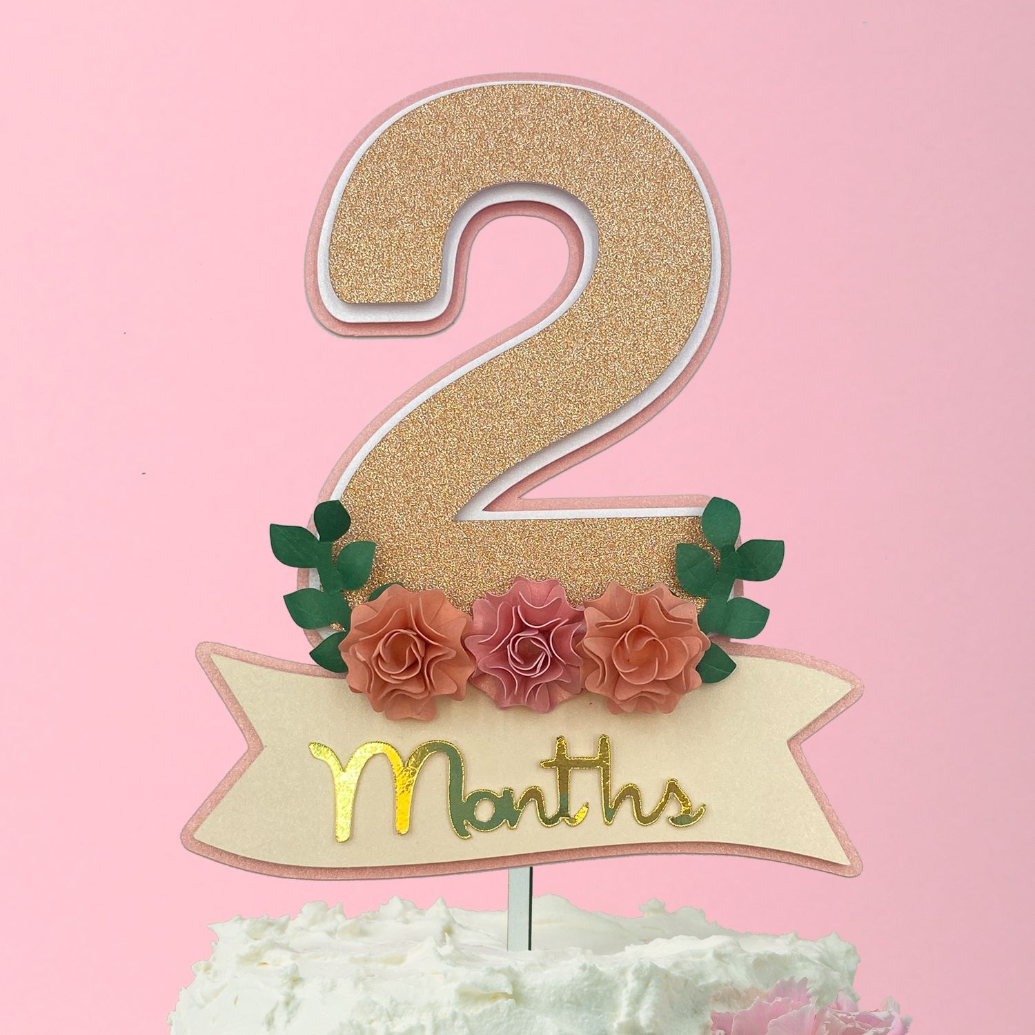2 MONTHS FLORAL CAKE TOPPER|D-1227702