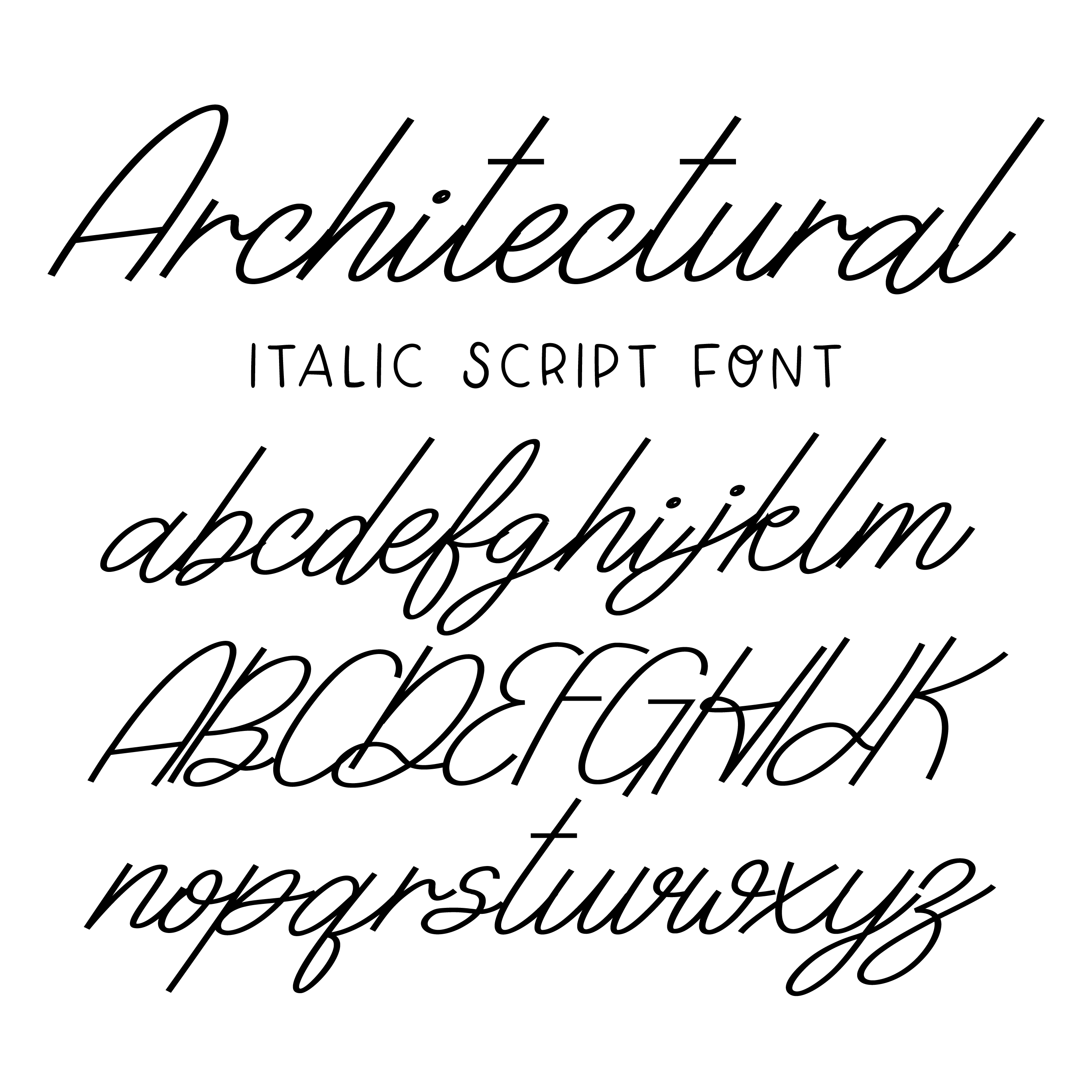 BFC Architectural Italic Thin Script Font|D-1236353