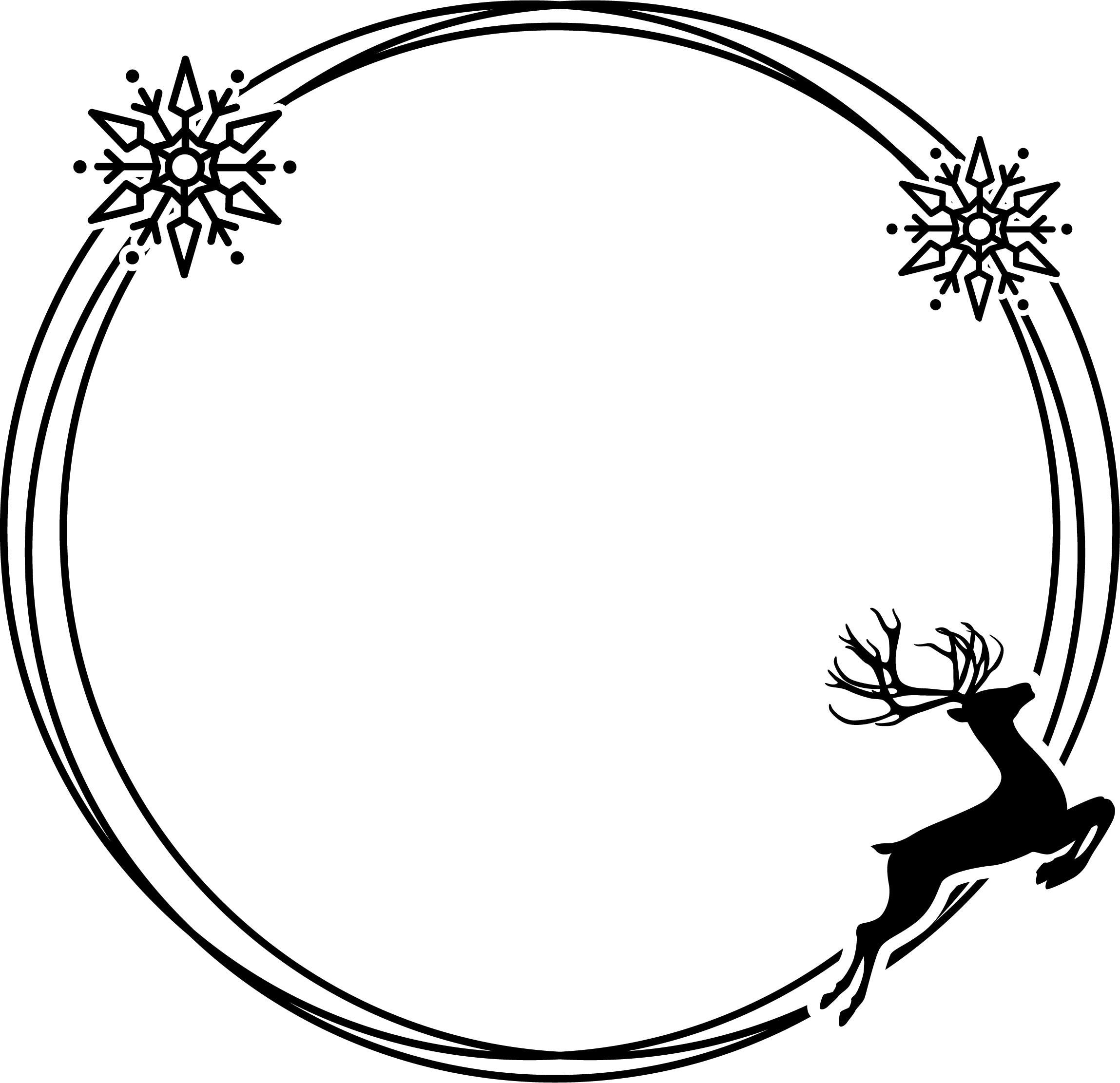 circular simple frame with snowflake and reindeer|D-1226966