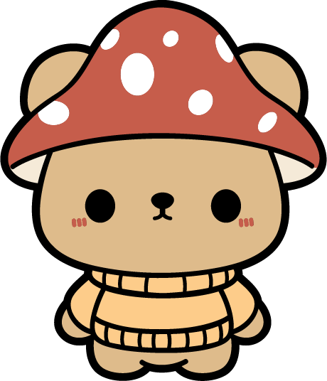 cute fall bear with mushroom hat
