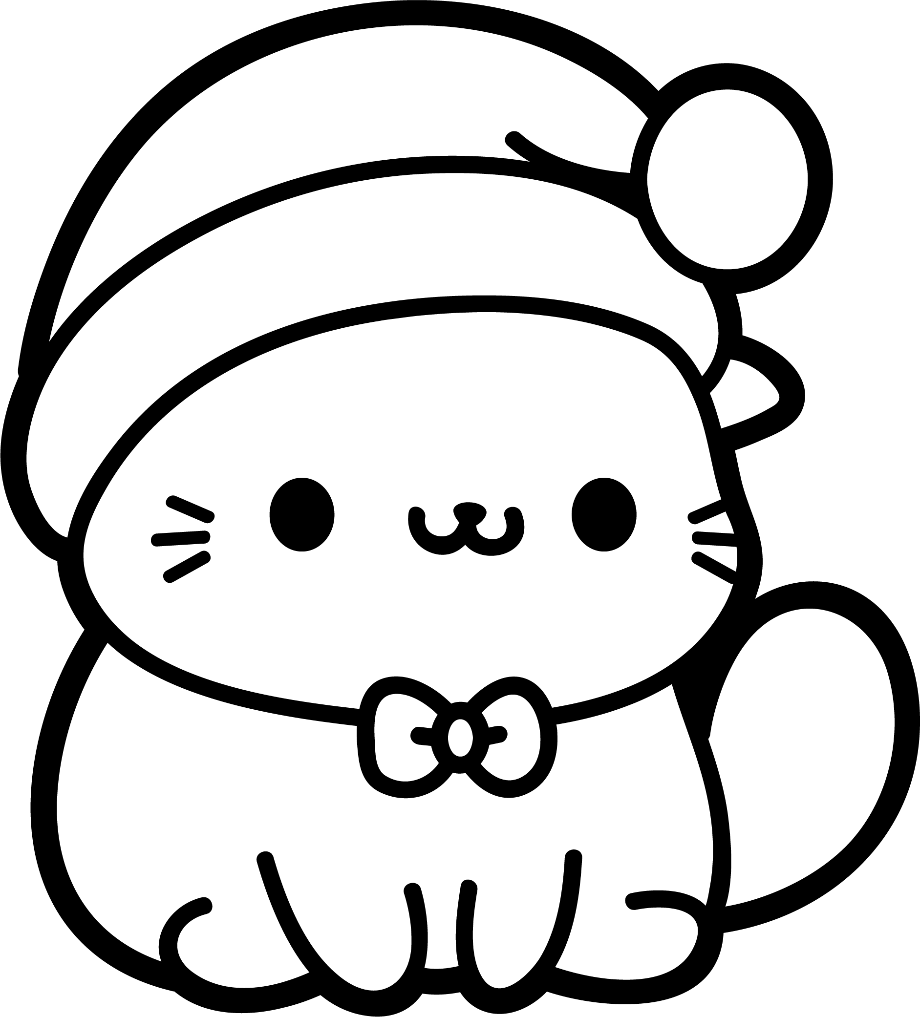 cat with santa hat coloring pages