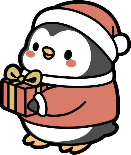 cute santa penguin with christmas gift|D-1233769