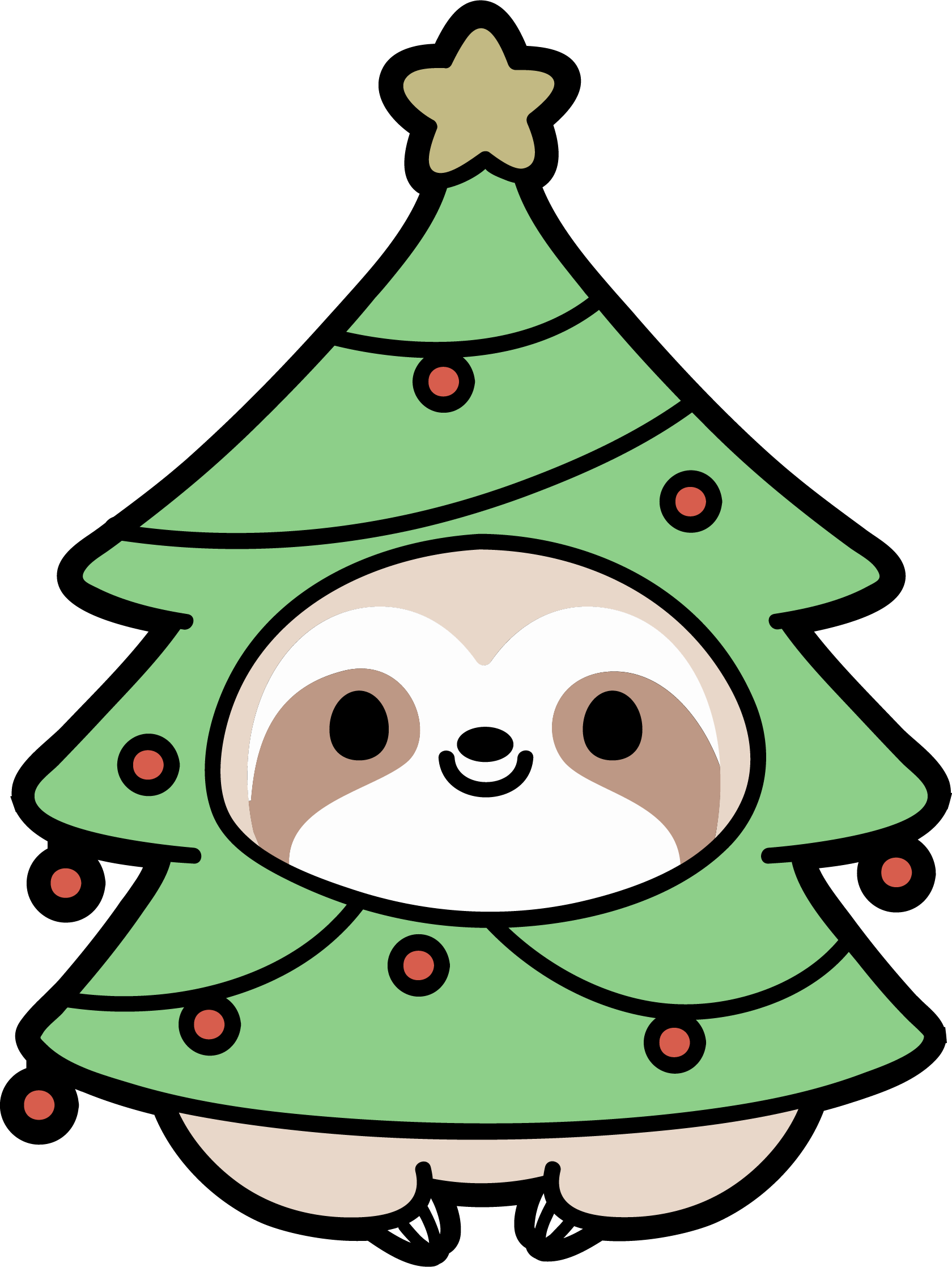 cute sloth in a christmas tree costume|D-1227391
