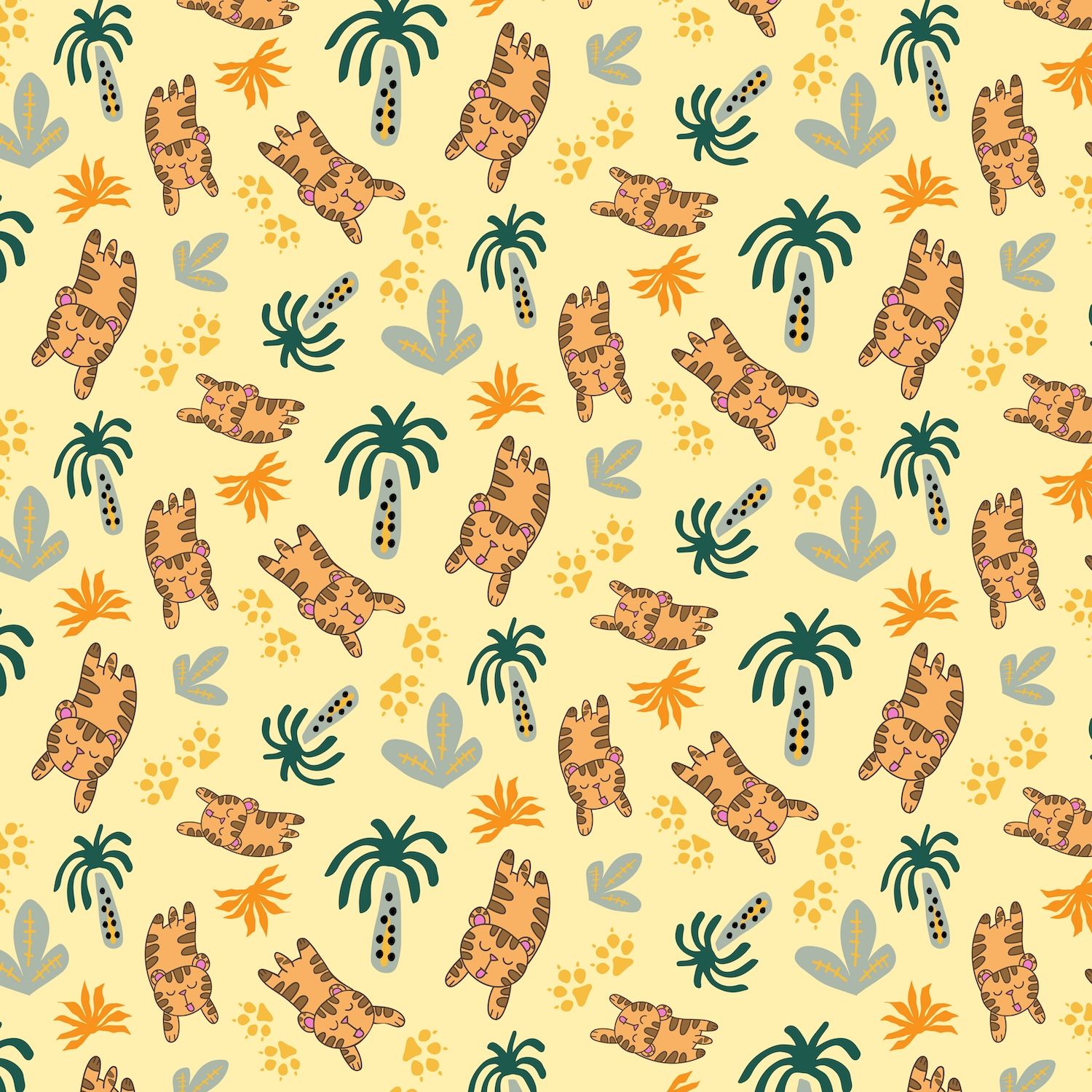 Cute Sleeping Tiger Repeating Pattern|D-1238086