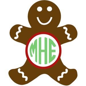 gingerbread man monogram frame|103129