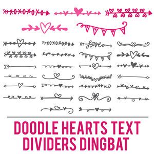 doodle hearts text dividers dingbat|311377