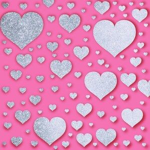 Embossed Pink with Silver Glitter Hearts Background Pattern|463924