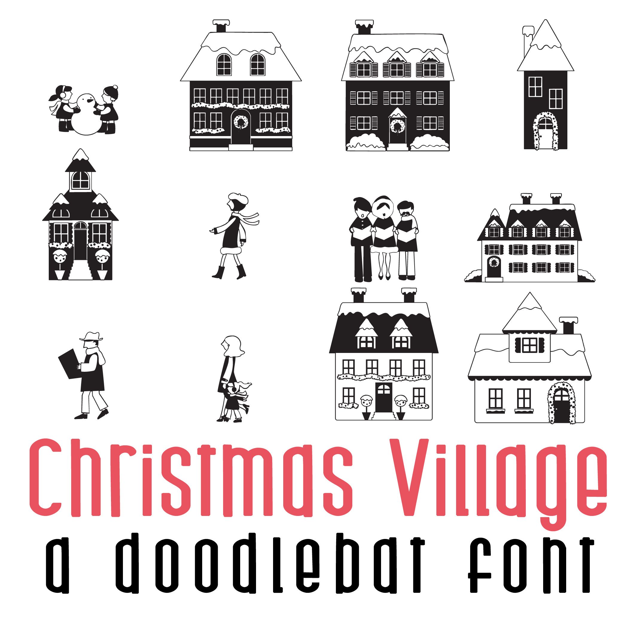 Christmas Village Doodlebat Font|D-1234467