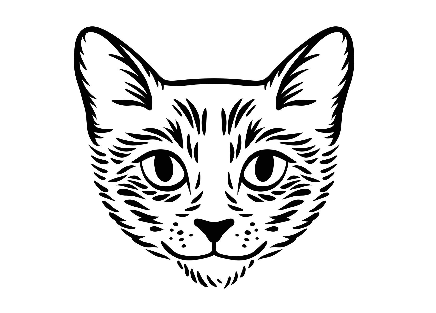Real Cat Face Outline Free Vectors | Black Cat Face Silhouette