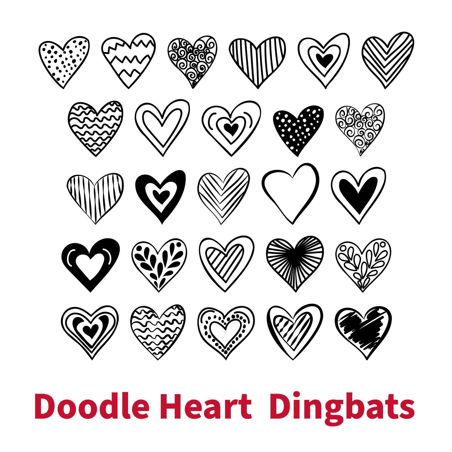 HNC Doodle Heart Dingbat Font|D-1240260