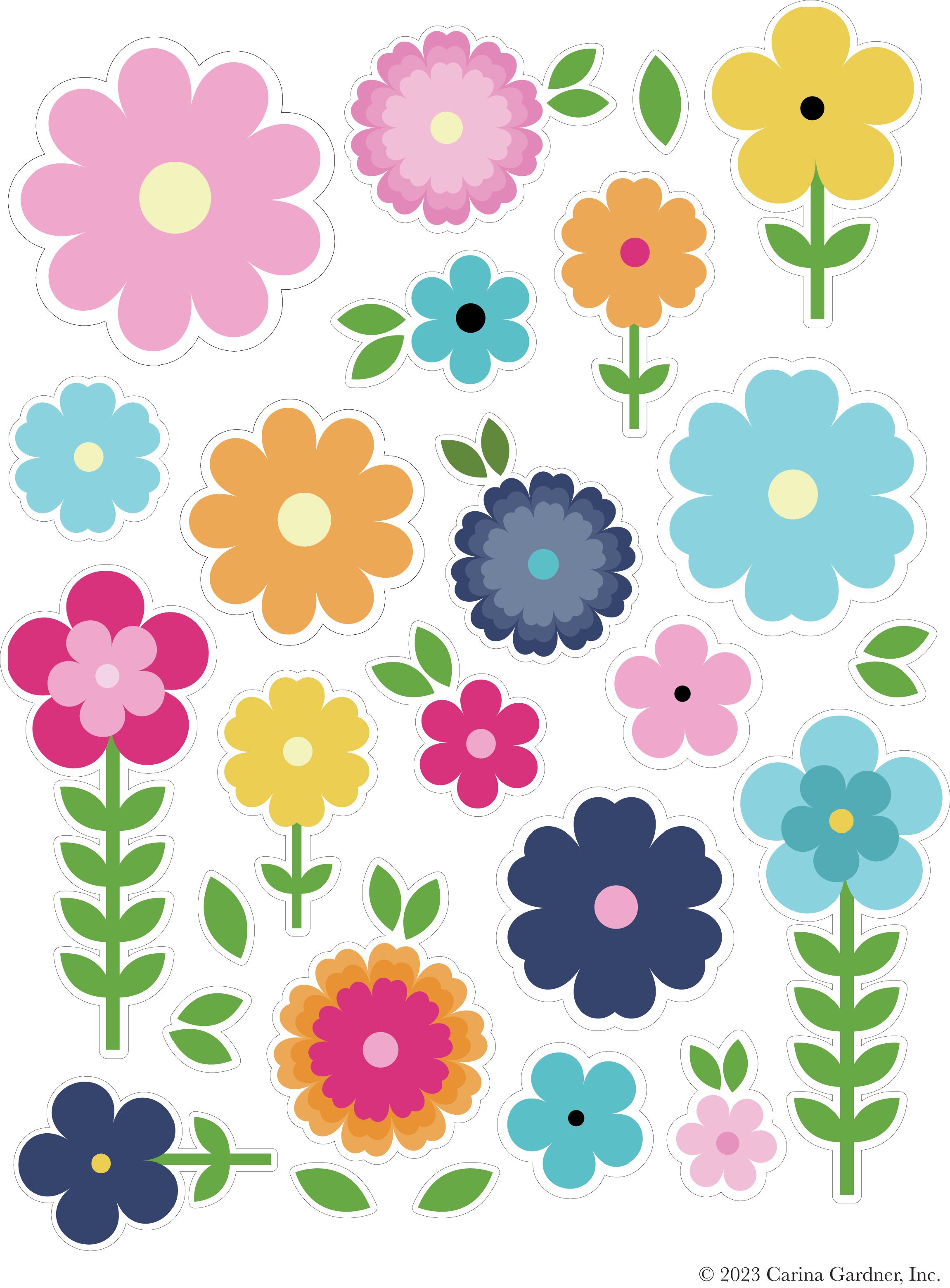 Flower and Leaves Sticker sheet|D-334982