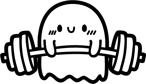 cute ghost deadlifting lineart|D-1234500