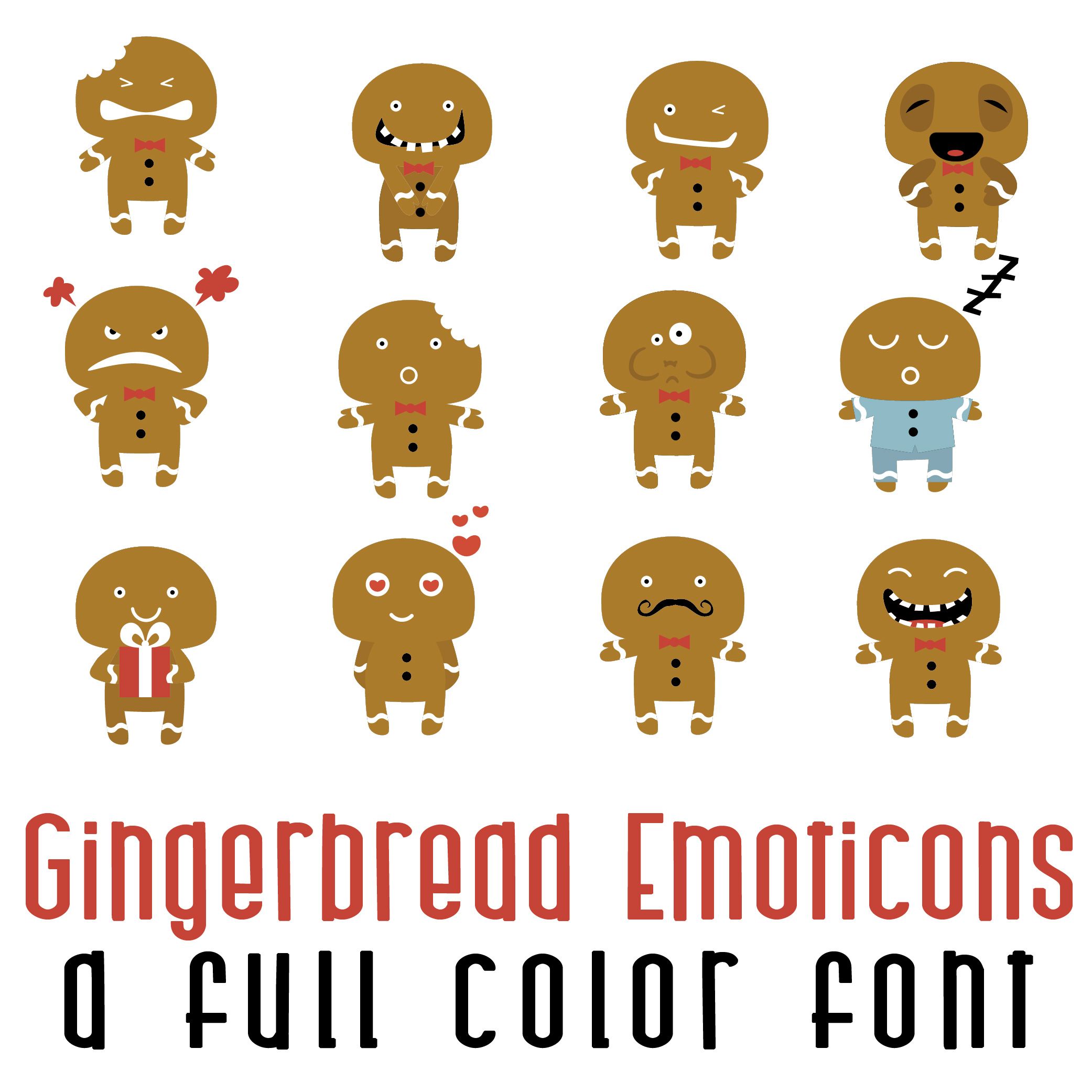Gingerbread Emoticons Full Color Font|D-1235765