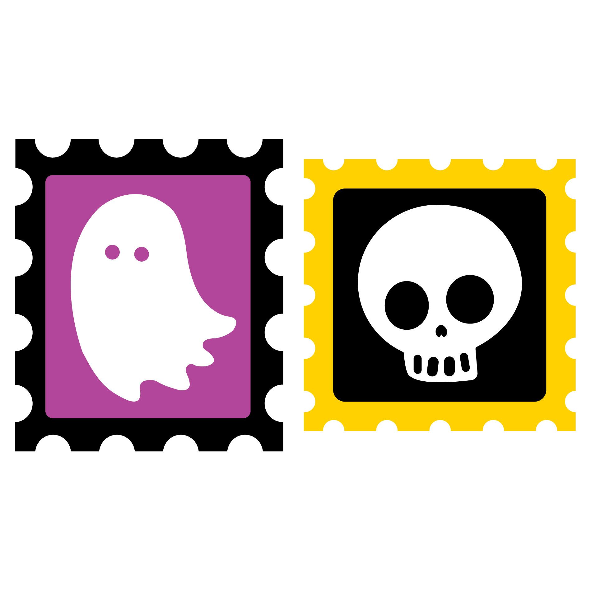 halloween stamps - ghost and skull