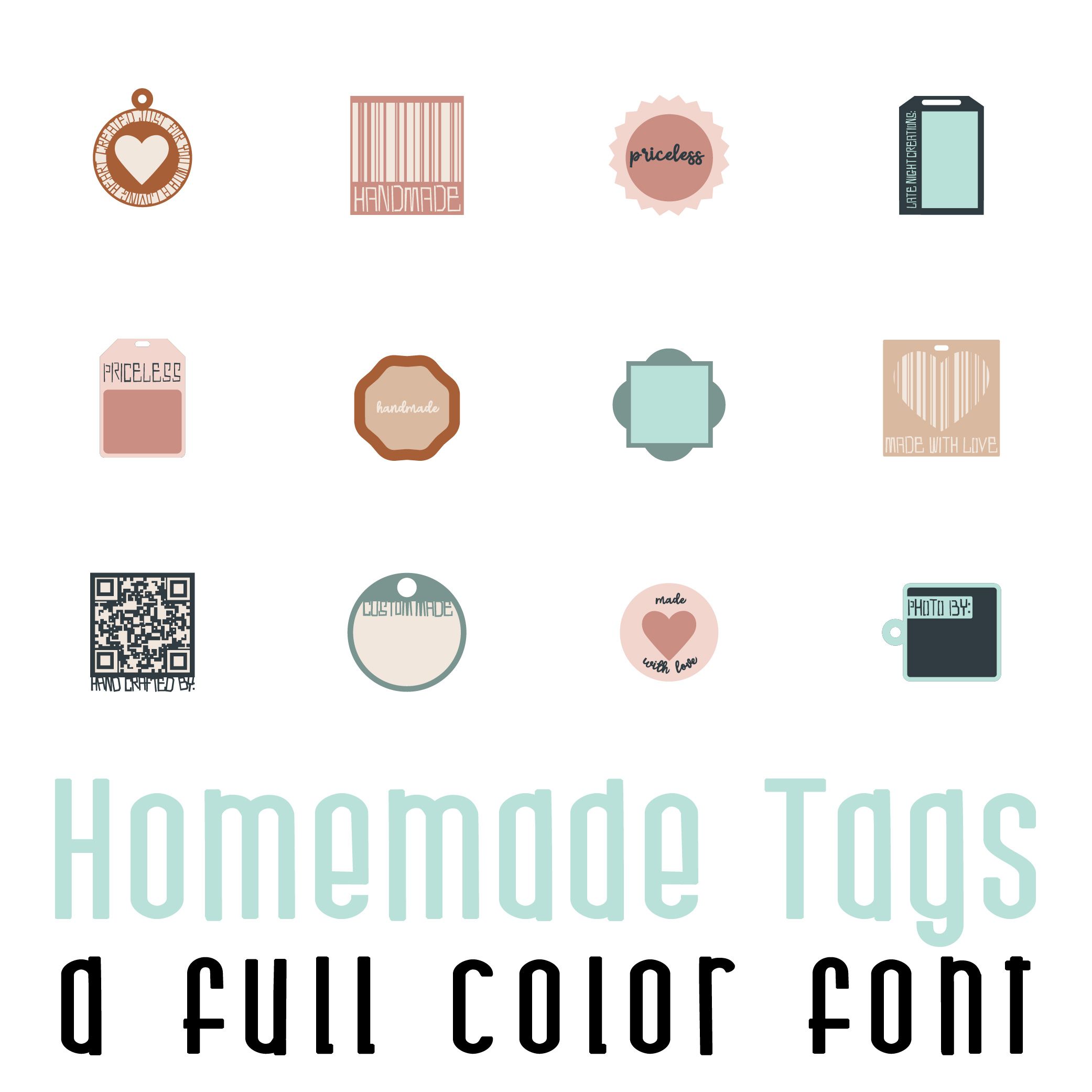 Homemade Tags Full Color Font|Silhouette Design Store