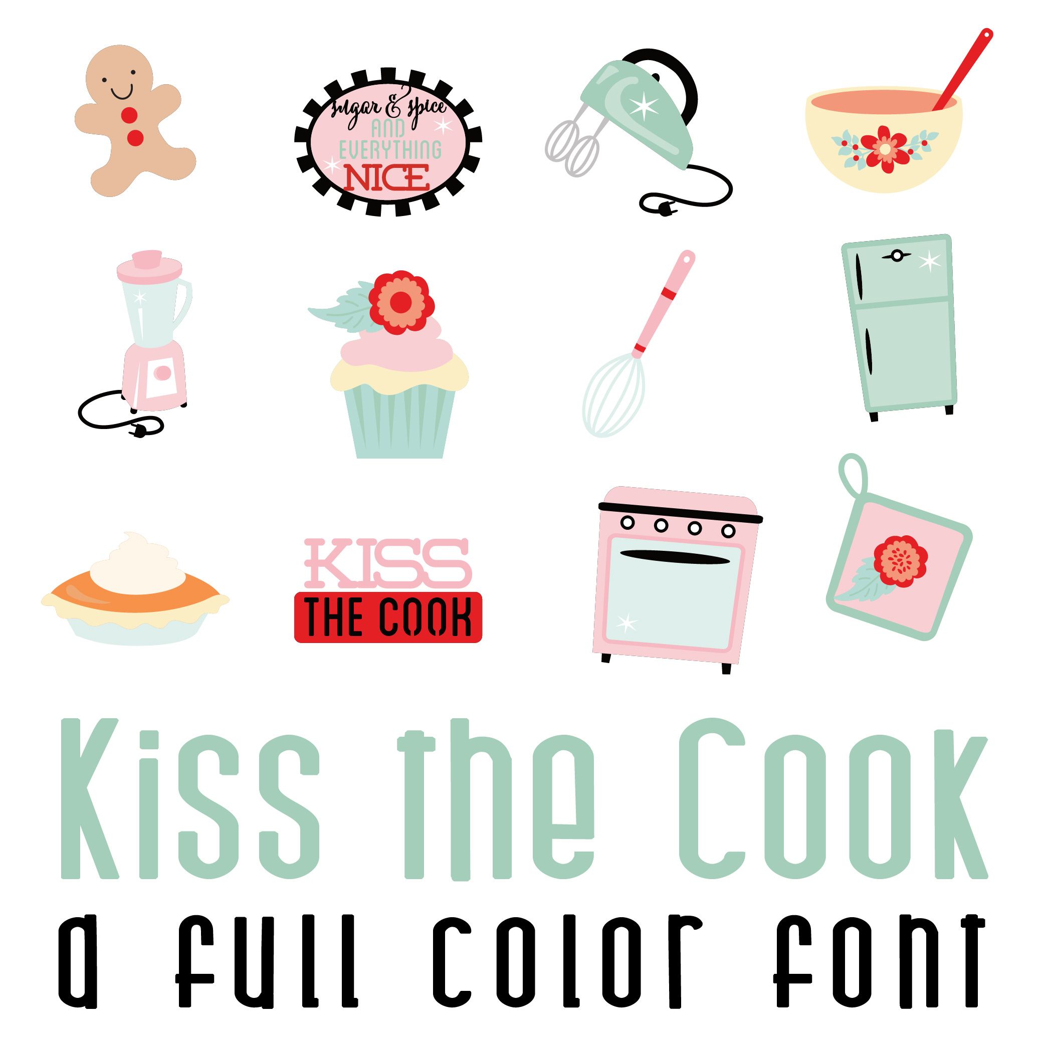 Kiss the Cook Full Color Font|D-1237972