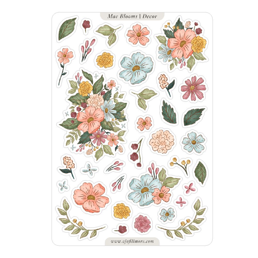 Mae Blooms Flower Sticker Sheet|D-1236747