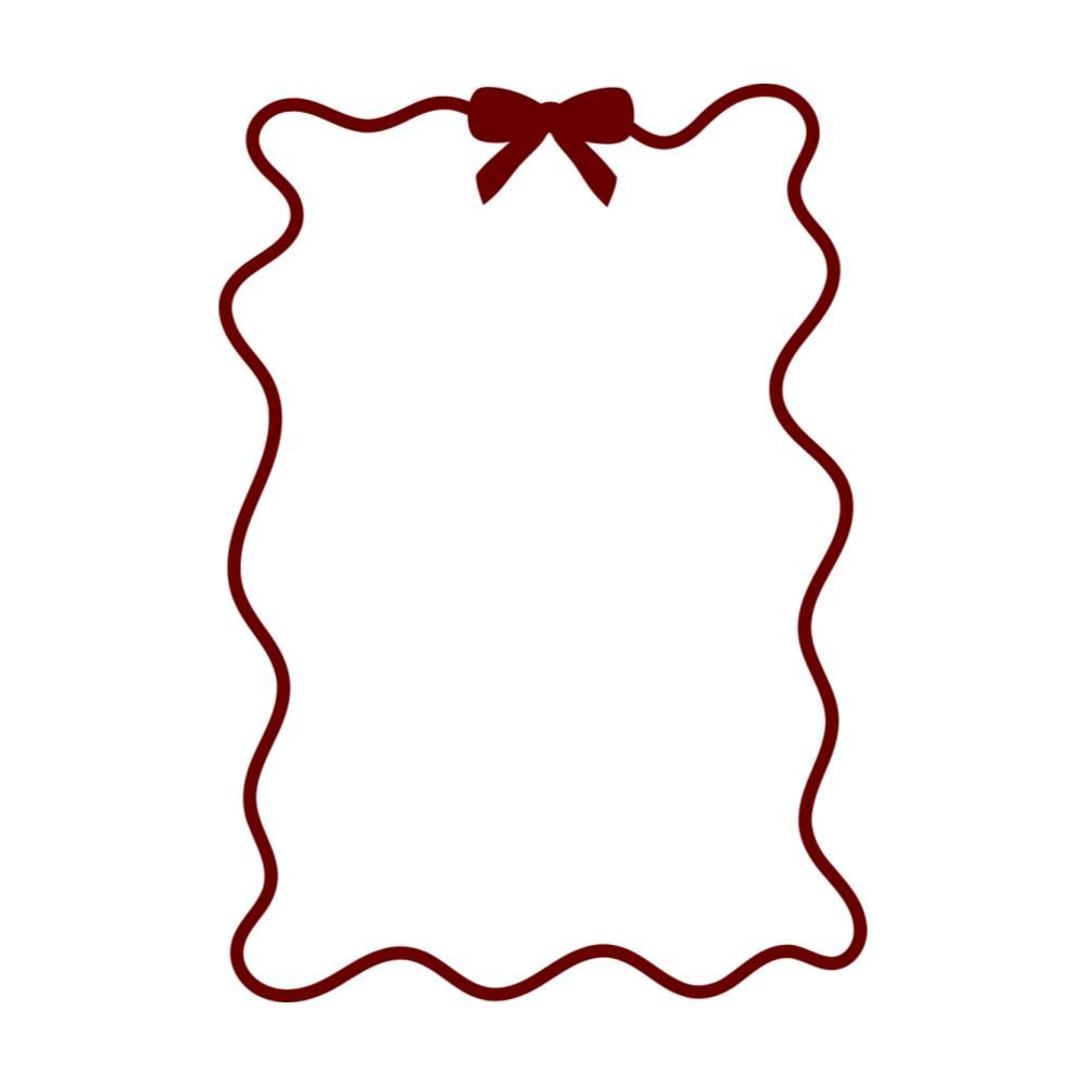 Red Frilly Ribbon Bow Border Wavy|D-1244620