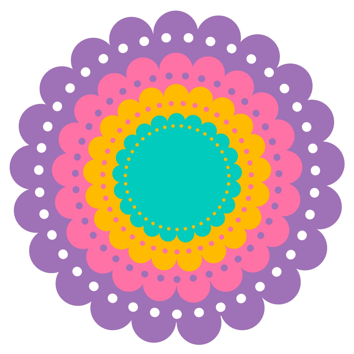 Punched Edge Nested Scallop Circles