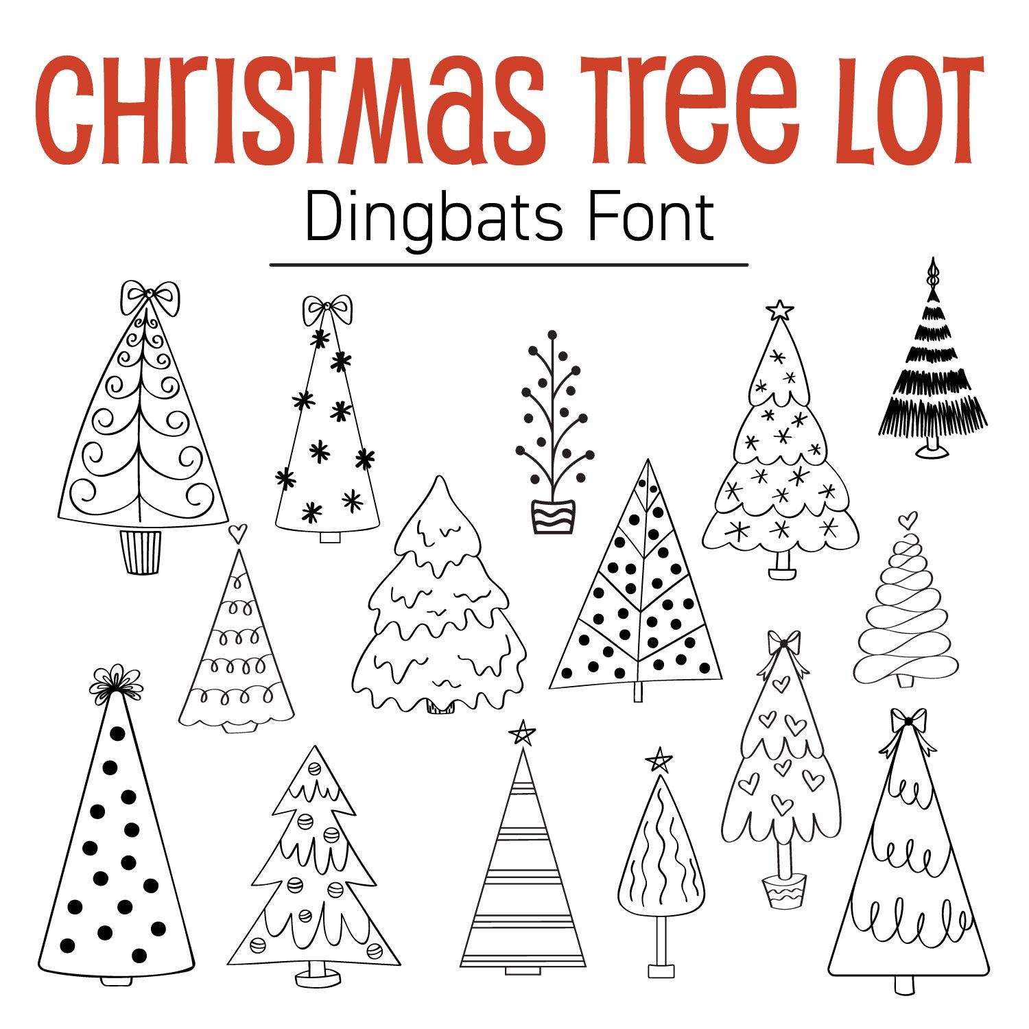Christmas Tree Lot Dingbats Font|D-1233299
