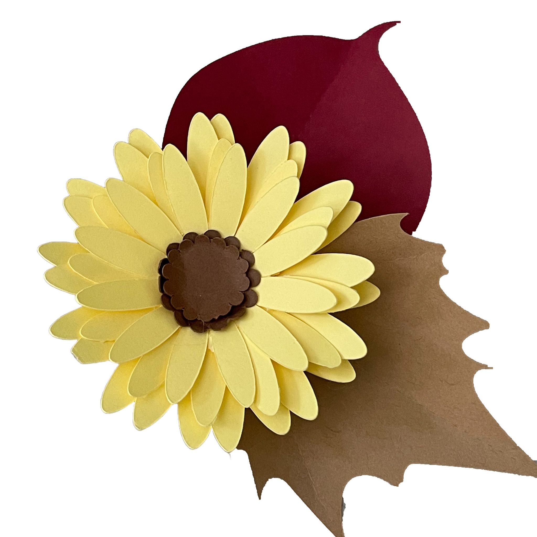 Fall Daisy 3D Flower with Fall Leaves, Thanksgiving Flowers|D-1227517