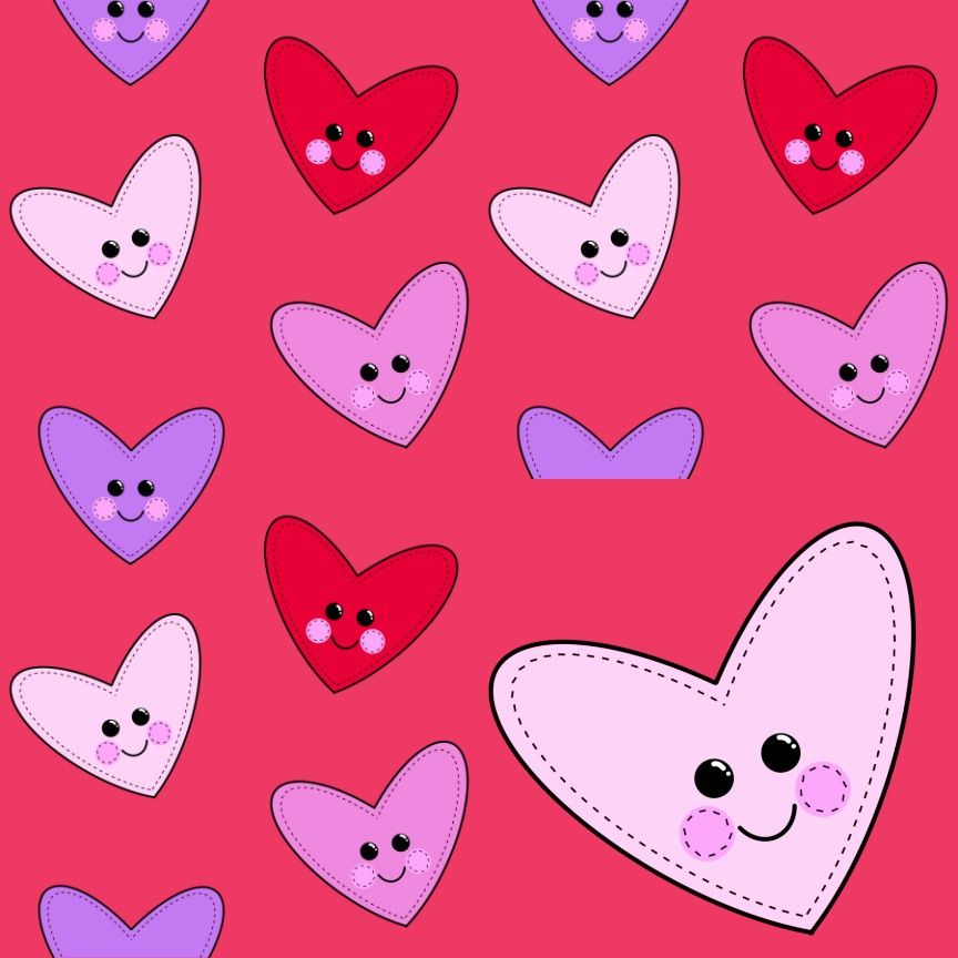 Red Happy Stitched Heart SVG Seamless Pattern|D-1243752