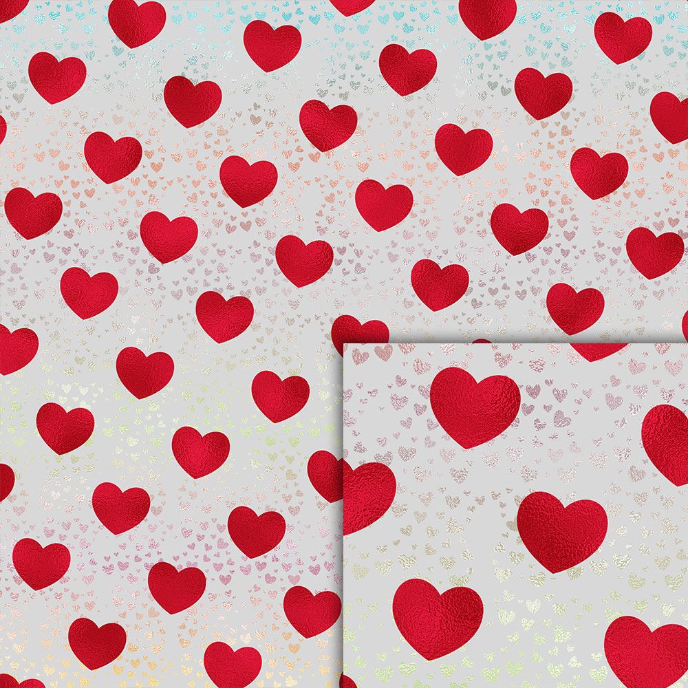 hearts mini hearts foil style pattern|D-1238024