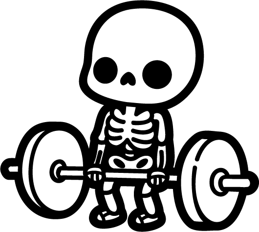 cute skeleton deadlifting lineart|D-379179