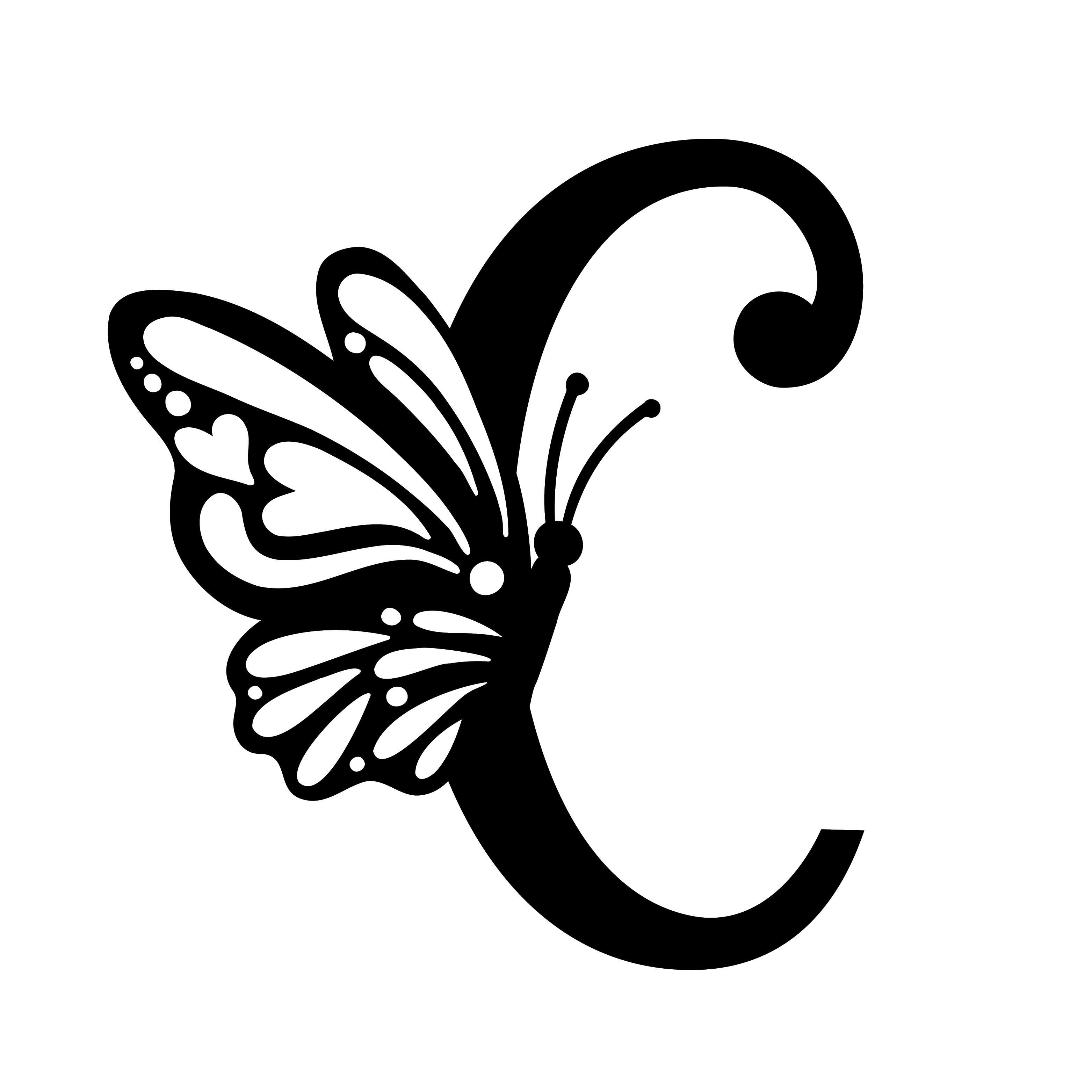 Elegant Butterfly Monogram Letter C|D-1238970