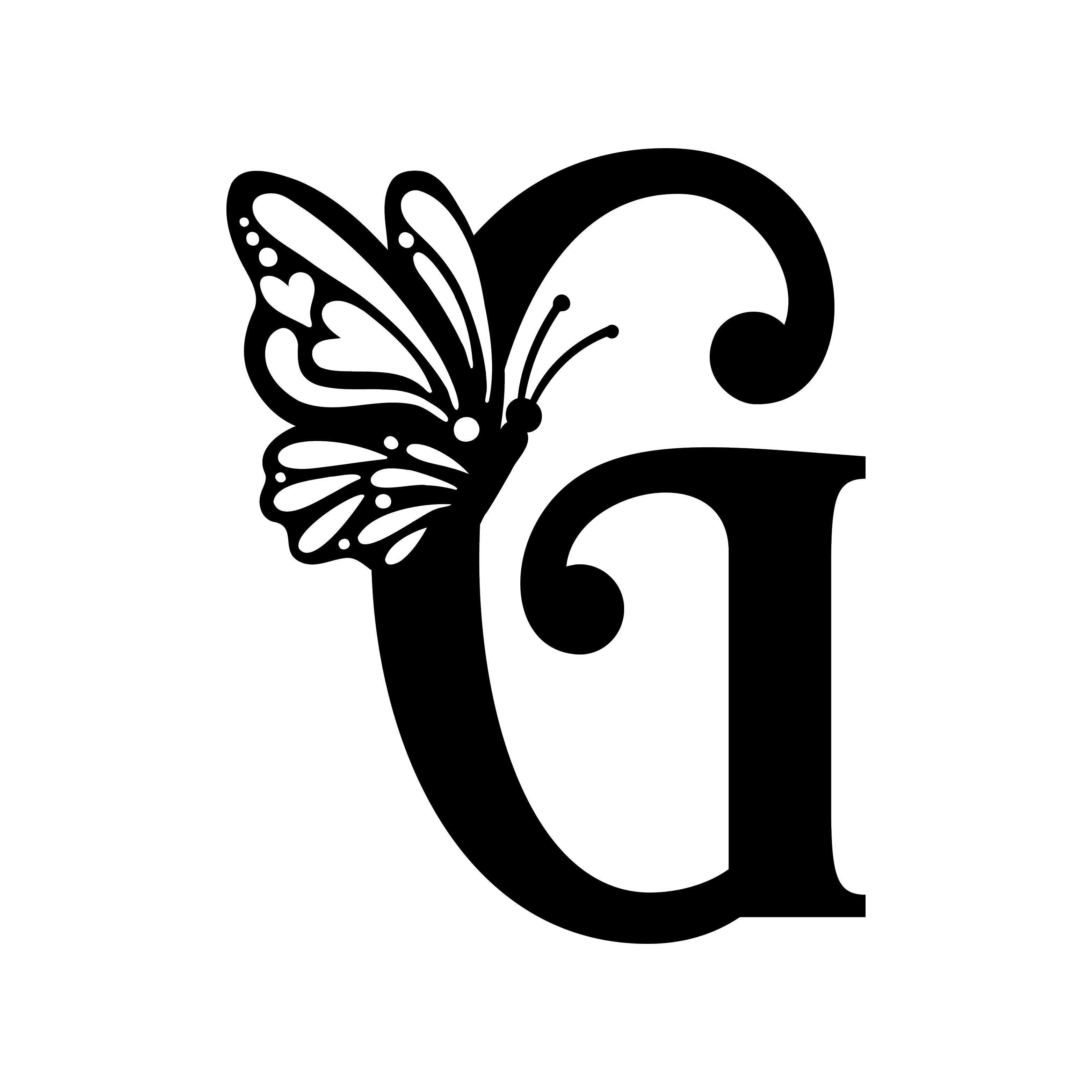 Monogram Letter G with Monarch Butterfly|D-1238980