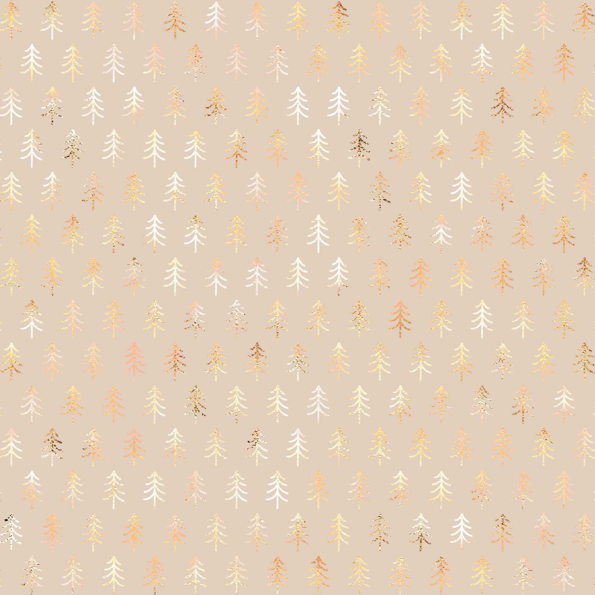 Vintage Cream and Gold Foiled Christmas Tree Background Pattern|D-1237854