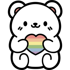 polar bear with rainbow heart