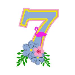 Flamingo Tropical Theme Monogram Number 7|D-1225479