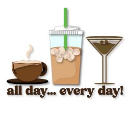 Latte, Iced Coffee, Espresso Martini - coffee all day! cut file|D-1239992