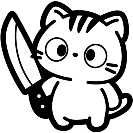 cute funny cat with knife outline