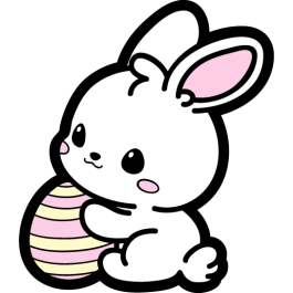 cute easter bunny holding easter egg|D-1258304