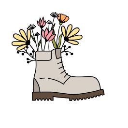 Work Boot Vase with Flowers