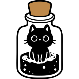 cute black cat in a bottle|D-381028