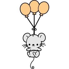 cute mouse flying with balloons