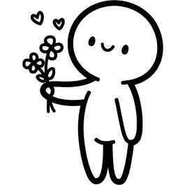 cute stickman with flowers lineart|D-1247583