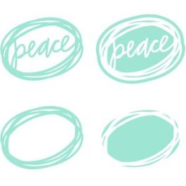 peace word hand lettered scribble circle