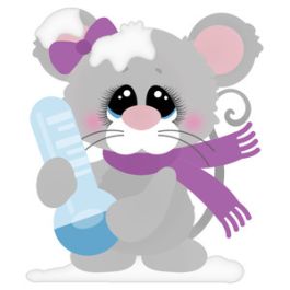 snow mouse holding thermometer