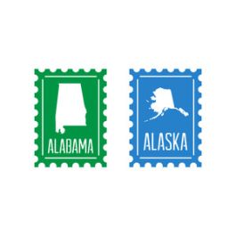 alabama alaska postage stamp