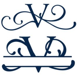 split & full flourish monogram - v