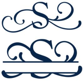 split & full flourish monogram - s|128804