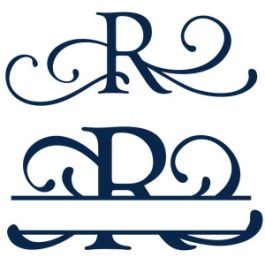 split & full flourish monogram - r