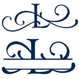 split & full flourish monogram - l