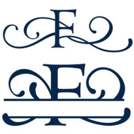split & full flourish monogram - f