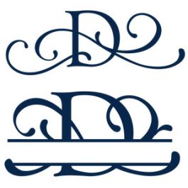 split & full flourish monogram - d
