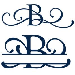 split & full flourish monogram - b